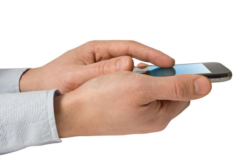 Hands Using Mobile Cell Phone Stock Image - Image of device, finger ...