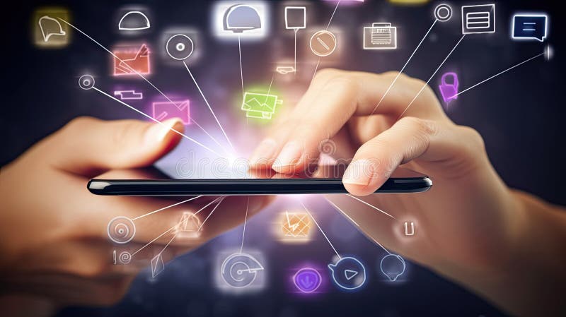 Hands with smartphone stock illustration. Illustration of design ...