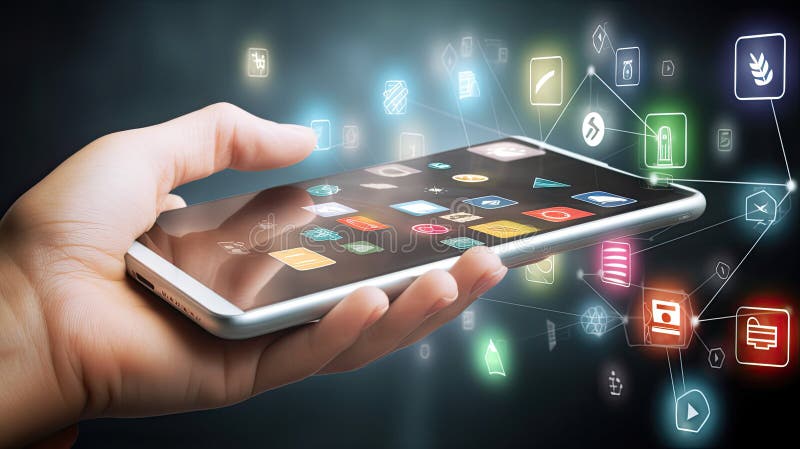 Hands with smartphone stock illustration. Illustration of hand - 277389794