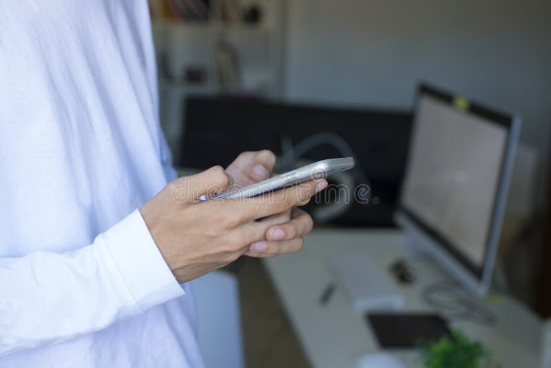 Hands with smartphone stock photo. Image of cellphone - 107283780