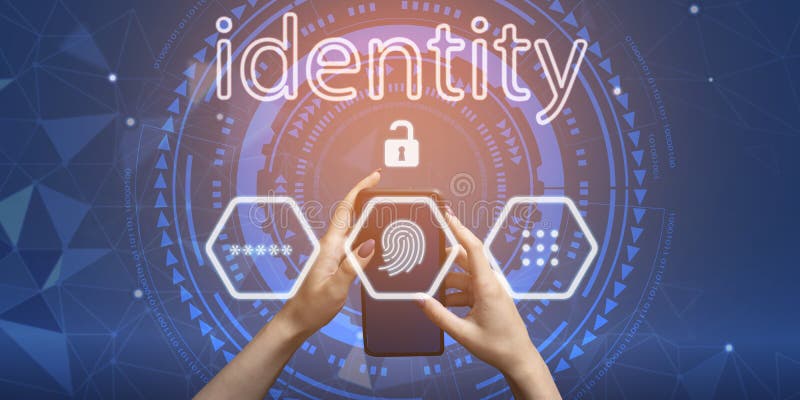 Hands with Smartphone and Schematic Image of User Identification ...