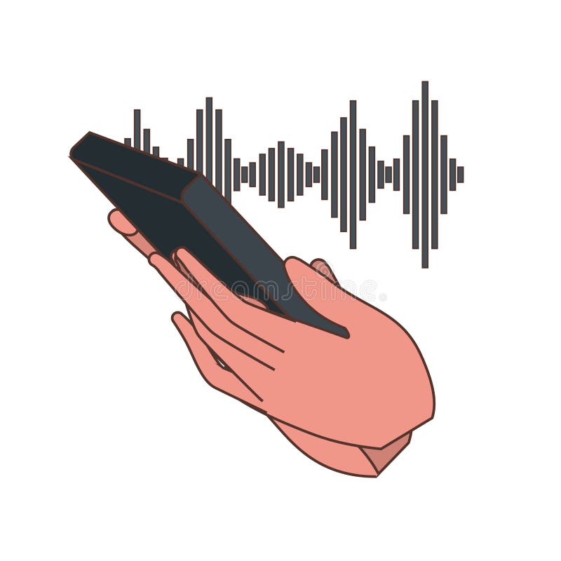 Hands with Smartphone and Sound Wave Stock Vector - Illustration of ...