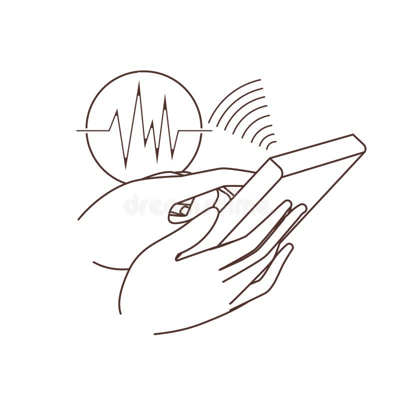 Hands with Smartphone and Sound Wave Stock Vector - Illustration of ...