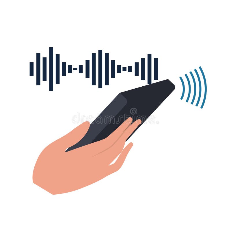 Hands with Smartphone and Sound Wave Stock Vector - Illustration of ...
