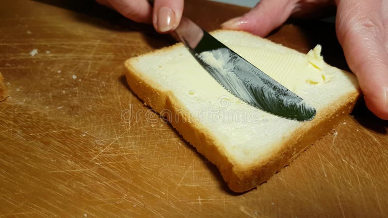 Hands Smear Butter on Bread Appetizer Smear Stock Footage - Video of ...