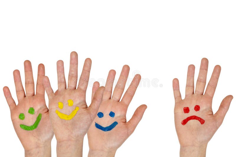 Hands with Smiles and Sadness Pattern Stock Photo - Image of color ...