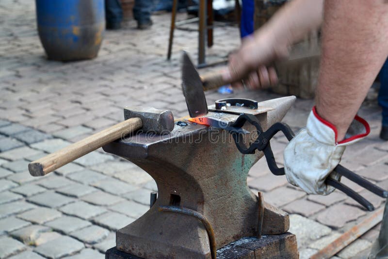 Hands of the Smith Forge a Metal Detail Stock Image - Image of work ...