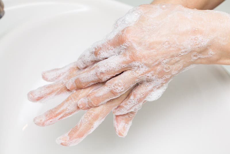 Soapy hands stock image. Image of hygiene, finger, disinfectant - 177097551