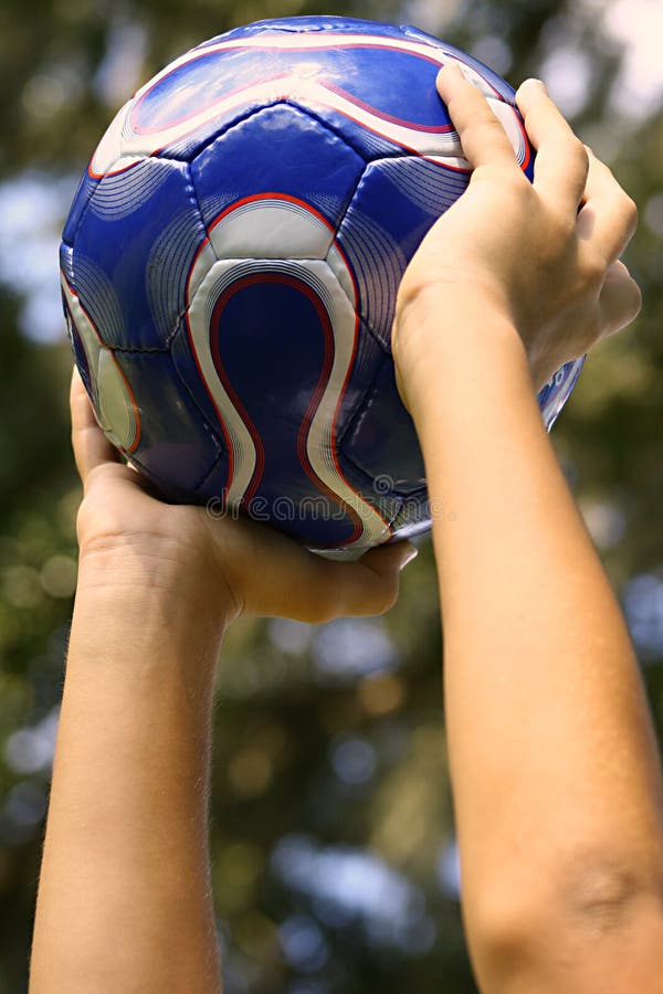 Hands on Soccer Ball in the Sky Stock Photo - Image of team, sport: 1357930