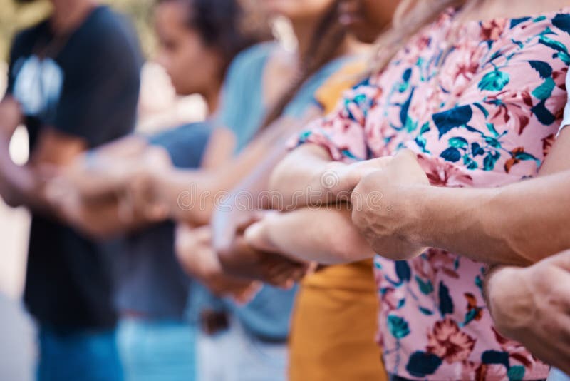 Hands, Solidarity and Protest with a Group of People Standing in Unity ...
