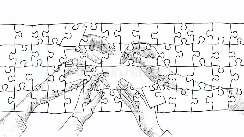Hands Solving Jigsaw Puzzle Illustration for Problem-Solving Concepts ...