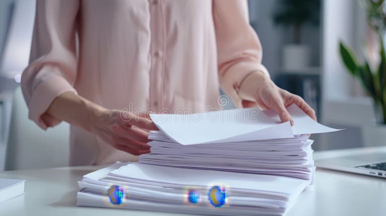 The Hands Sorting Documents.AI Generated Image Stock Image - Image of ...