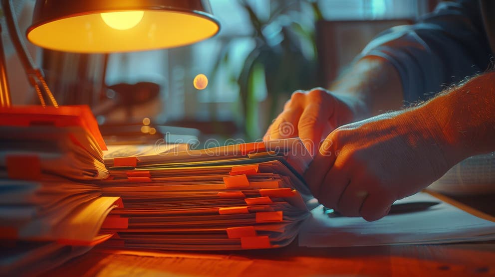 The Hands Sorting Documents. AI Generated Stock Image - Image of lamp ...