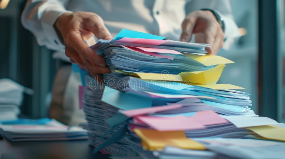 The Hands Sorting Papers.AI Generated Image Stock Photo - Image of ...
