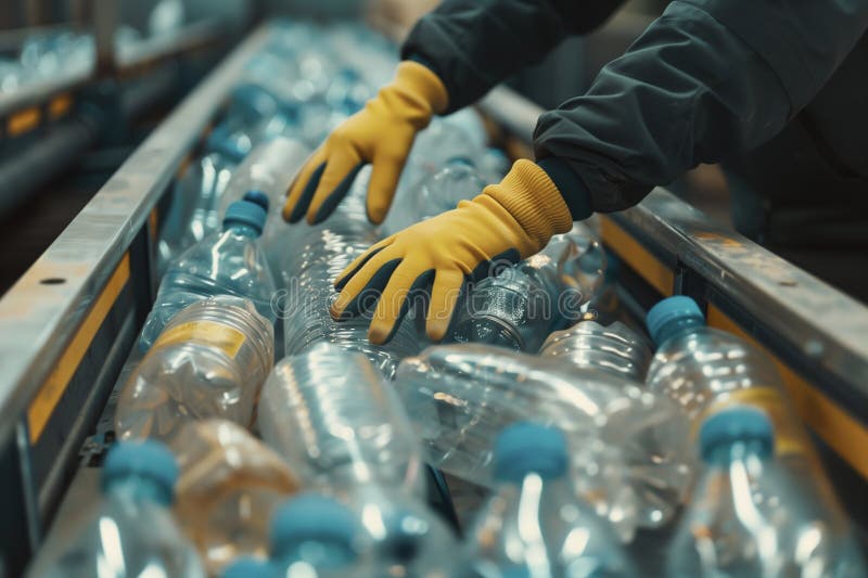 Hands Sorting Plastic Bottles on Conveyor Belt Stock Illustration ...