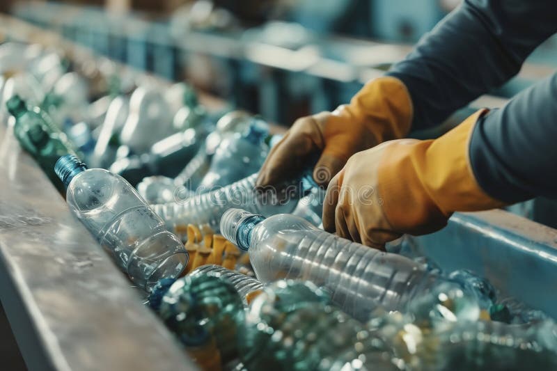 Hands Sorting Plastic Bottles for Recycling Stock Illustration ...