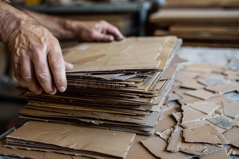 Hands Sorting Recyclable Cardboard Material Stock Photo - Image of ...