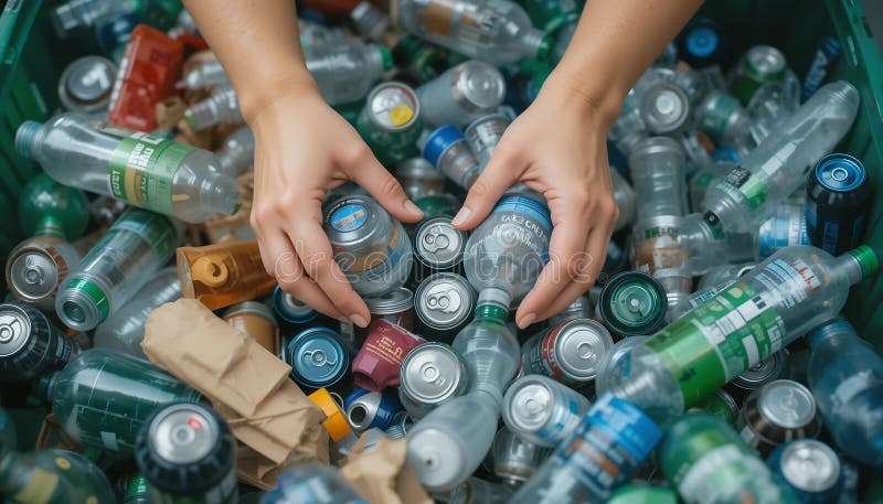 Hands Sorting Recyclables: Promoting Eco-Friendly Waste Management ...