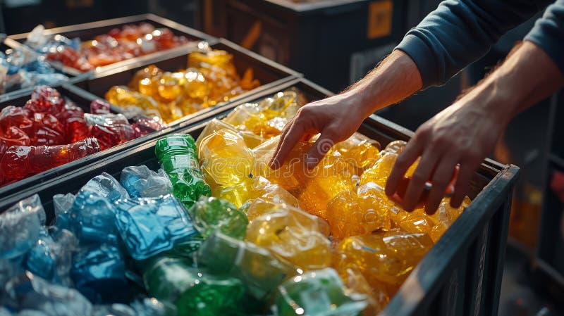 Hands Sorting Recycling Materials in Bins Stock Photo - Image of ...