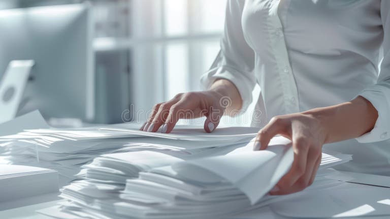 The Hands Sorting Documents.AI Generated Image Stock Image - Image of ...