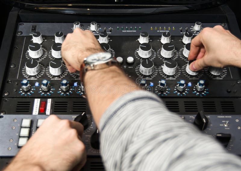 Hands on a sound mixer stock photo. Image of celebration - 40566490