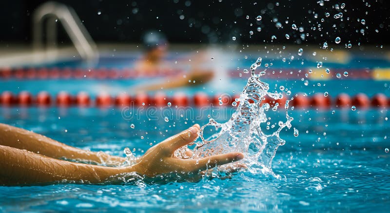 Hands Splashing Water in a Swimming Pool during Aquatic Activity Stock ...