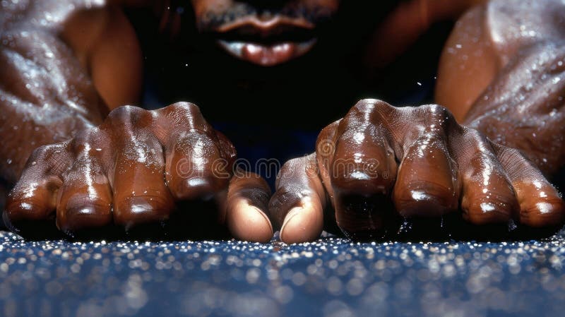 The Hands of a Sprinter Gripping the Starting Blocks Tightly Showcasing ...