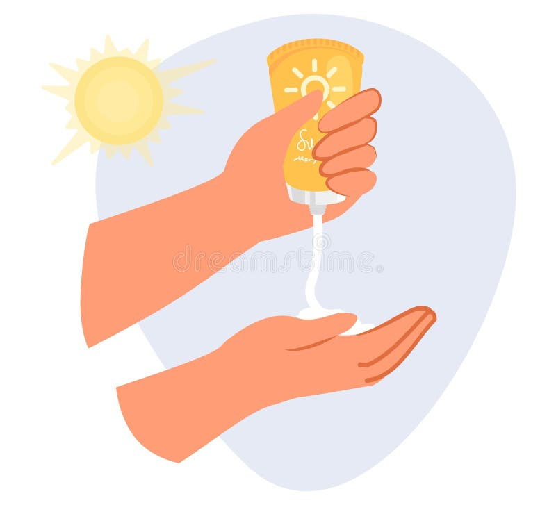 Hands Squeeze Sunscreen Skin Cream Flat Vector Stock Vector ...