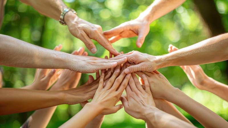 Hands Stack, Epitomizing Unity and Teamwork, Fostering Collective ...