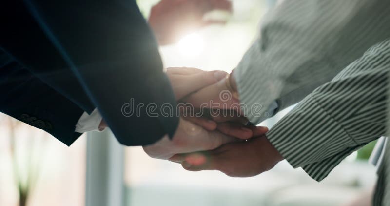 Hands, Stack and Group in Office with Motivation, Applause or Support ...