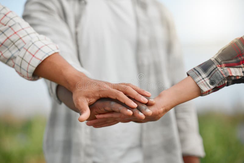 Hands, Stack and People in Group with Agriculture, Support and Circle ...