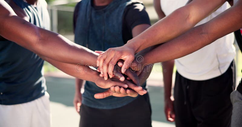Hands, Stack or People with Motivation on Basketball Court for Planning ...