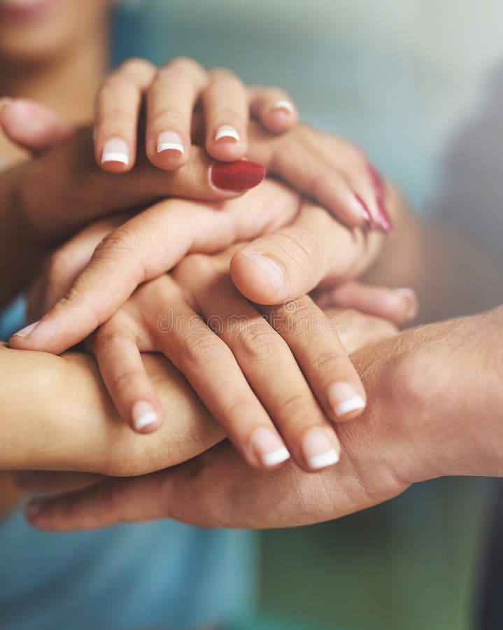 Hands, Stack and People with Support in Office for Teamwork, Closeup ...