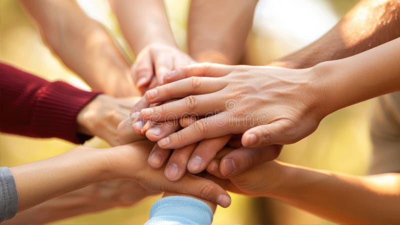Hands Stacked Together in a Unity Gesture Stock Photo - Image of happy ...