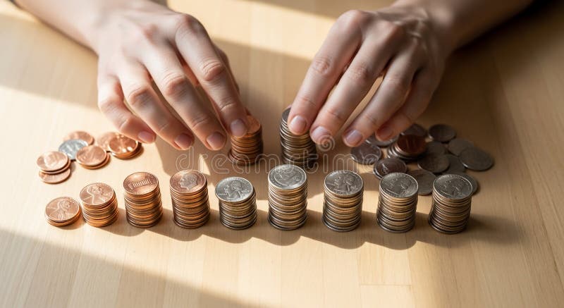 Stacking Coins: Financial Growth and Savings Stock Illustration ...