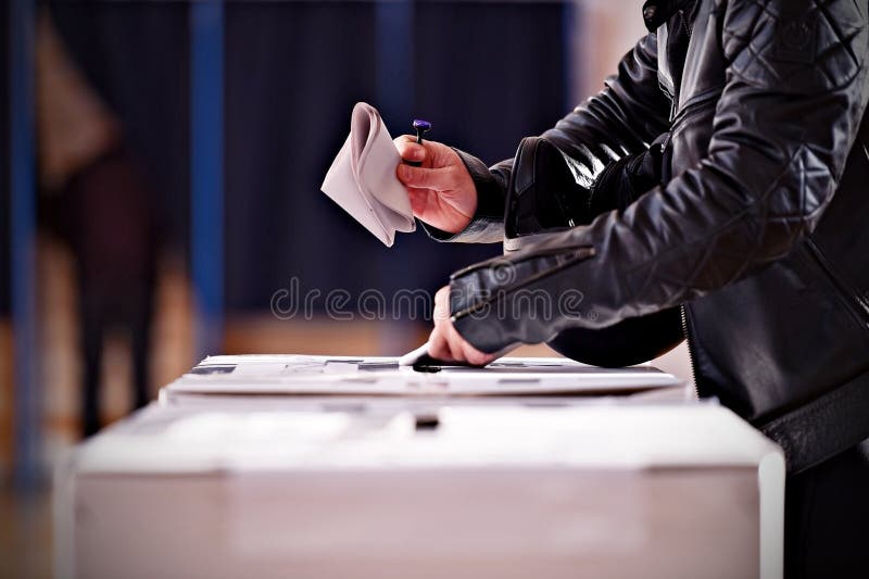 Hand Casting a Vote into the Ballot Box Stock Image - Image of insert ...