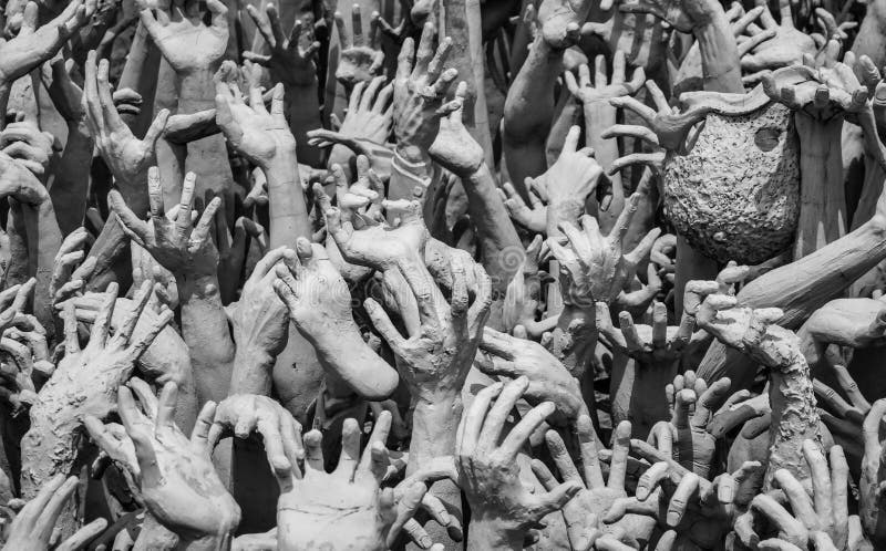 Hands Statue from Hell in Wat Rong Khun Stock Image - Image of hand ...