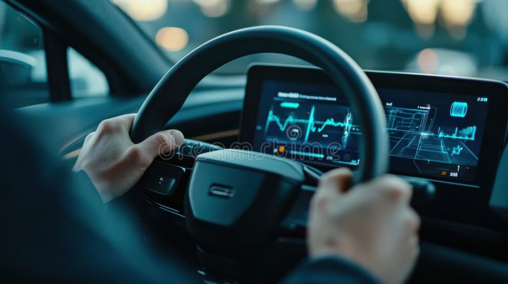 Futuristic Vehicle Dashboard Displaying Vital Data Stock Image - Image ...