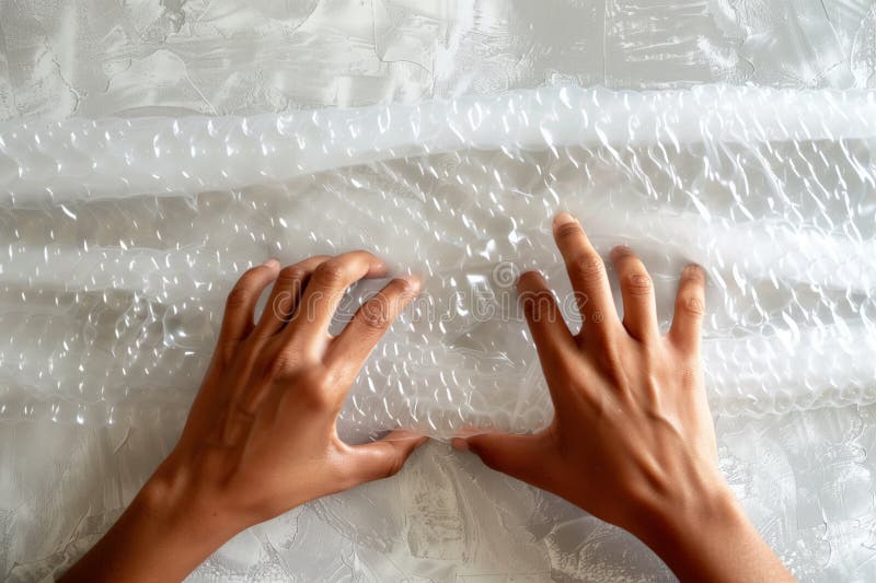 Hands Stretching a Piece of Bubble Wrap Wide Stock Illustration ...