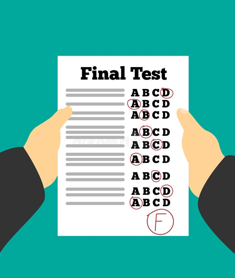 Hands of Student Holding Failed Test Results on Paper Stock Vector ...