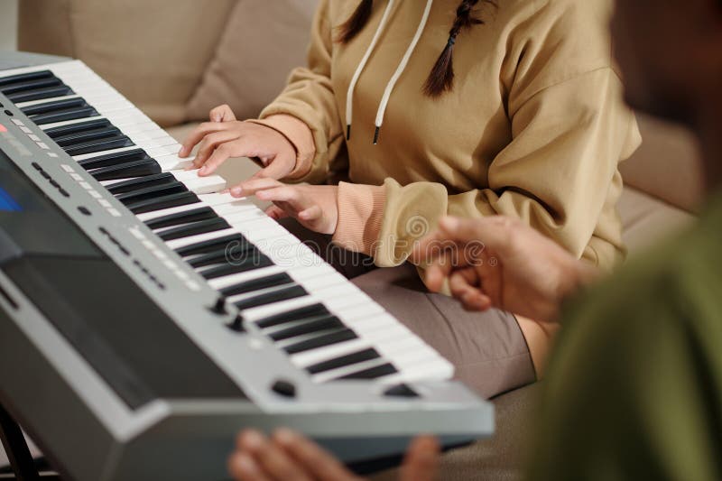 Student Playing Electronic Piano Stock Image - Image of child, private ...
