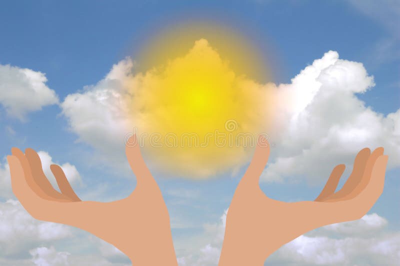 Hands with sun stock illustration. Illustration of nature - 14077746