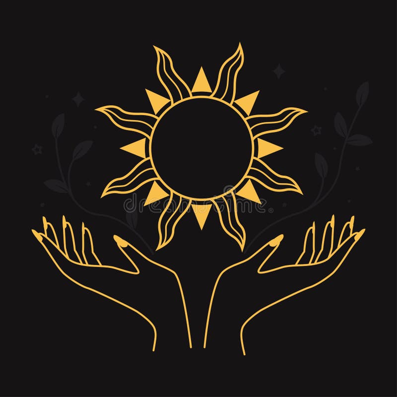 Hands with Sun Esoteric Style Stock Vector - Illustration of psychic ...