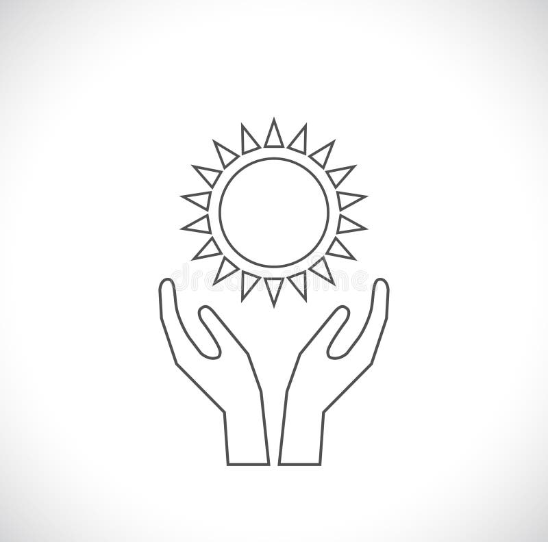 Hands with sun icon stock vector. Illustration of abstract - 200602185
