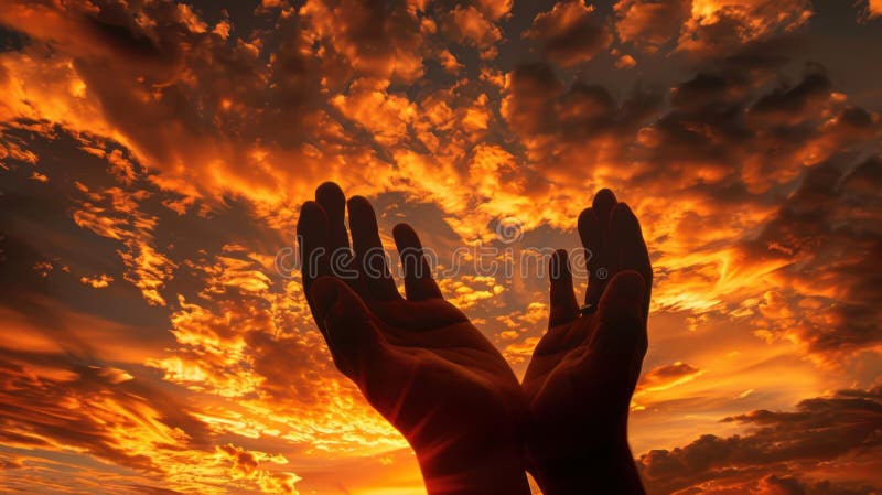 The Hands at Sunset.AI Generated Image Stock Image - Image of hands ...