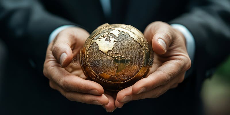 Hands Support a Golden Sphere, Symbolizing Financial Power and Global ...