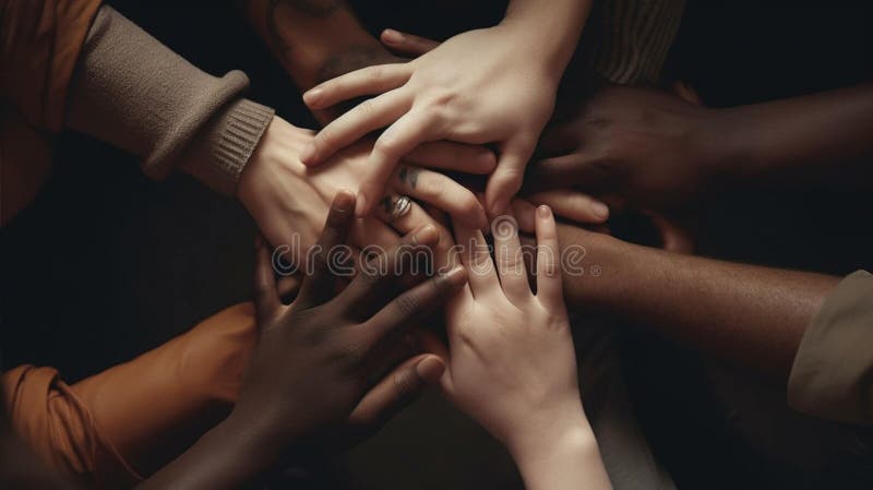 Hands Supporting Eachother in Unity and Cultural Diversity Stock ...