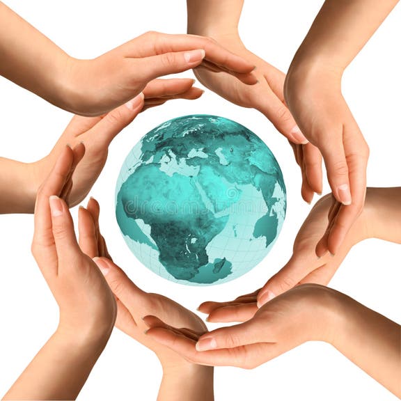 Hands Surrounding the Earth Stock Photo - Image of environmental, human ...