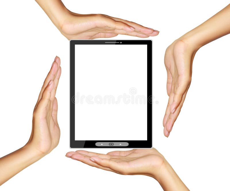 Hands tablet Isolated stock photo. Image of clicking - 26252936