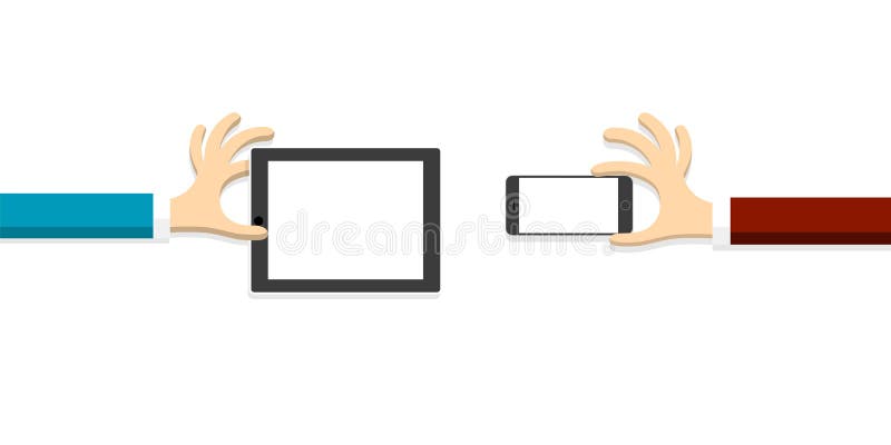 Hands with Tablet (pc) and Smartphone in Cartoon Style Stock Vector ...